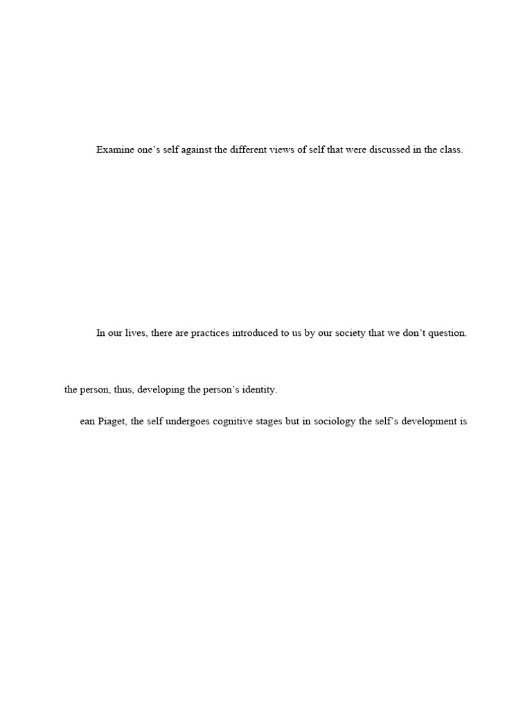 Sociological Perspectives on Self Identity | PDF | Socialization ...