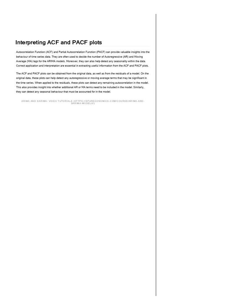 ACF and PACF Interpretation Guide | PDF | Autoregressive Integrated ...