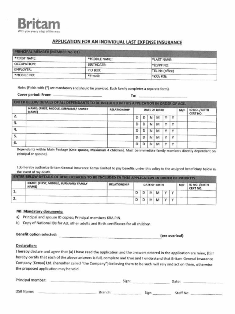 Britam Individual Last Expense | PDF