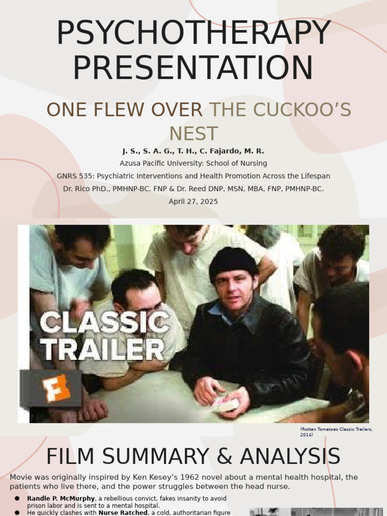 Psychotherapy Analysis of One Flew Over the Cuckoo's Nest | PDF ...