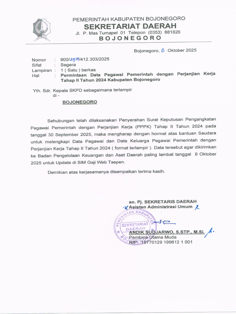 Permintaan Data PPPK Tahap II - 0001 | PDF