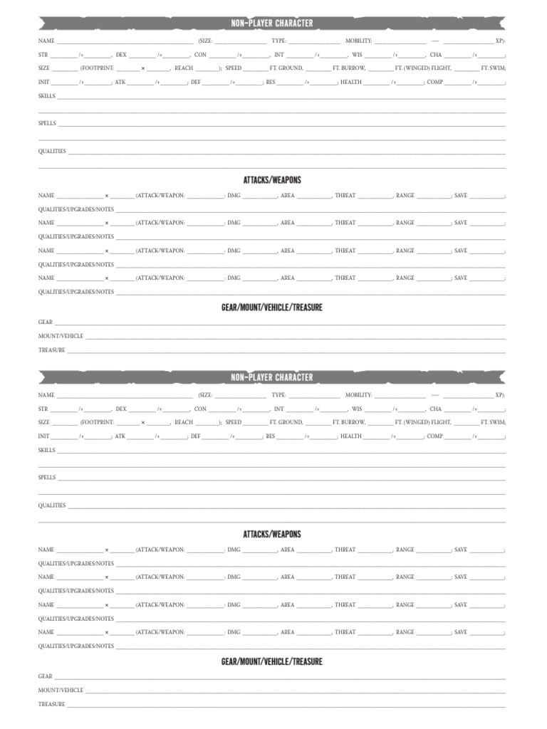 FantasyCraft NPC Sheets | PDF | Role Playing Games | Role Playing Video ...