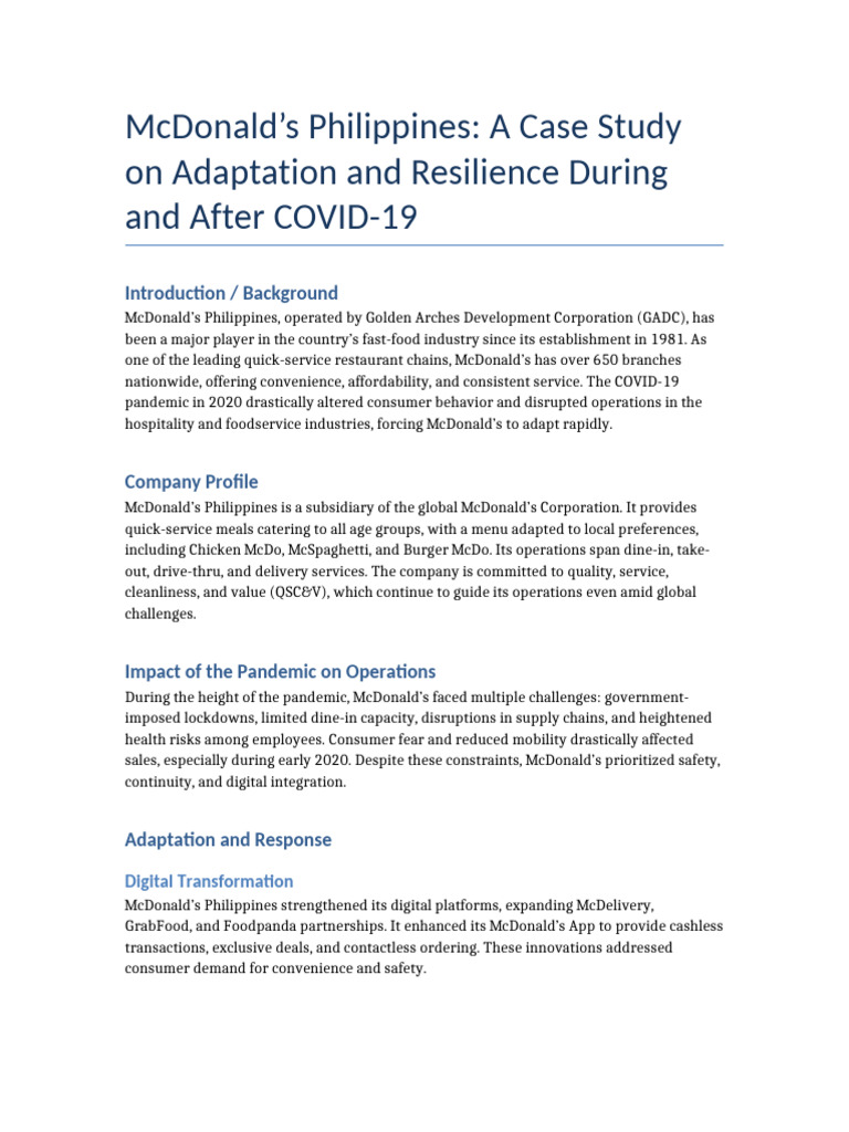 McDonalds Philippines Case Study | PDF | Mc Donald's | Consumer Behaviour