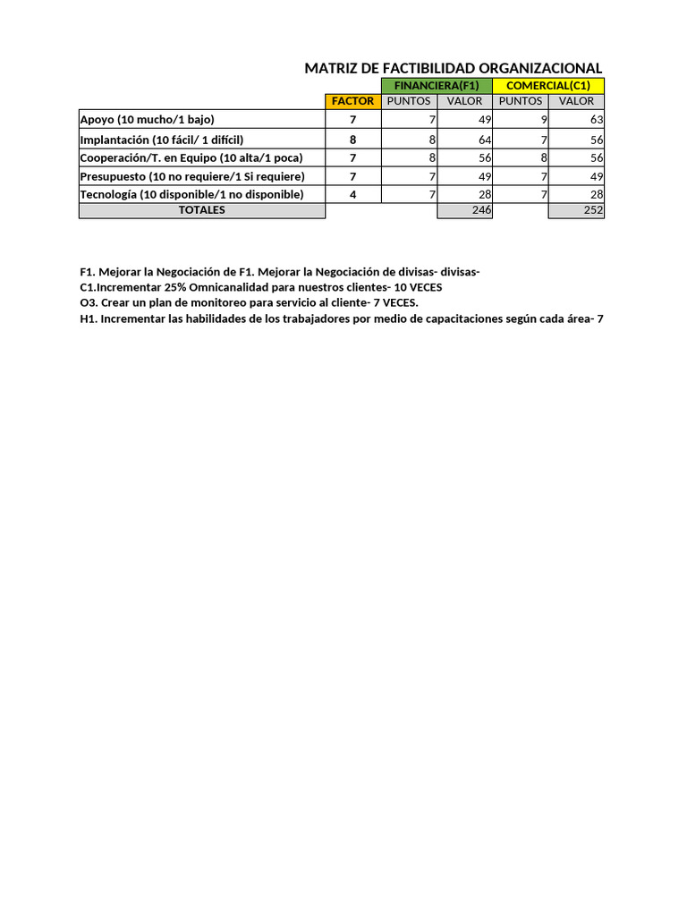 Matriz de Factibilidad de Estrategias | PDF