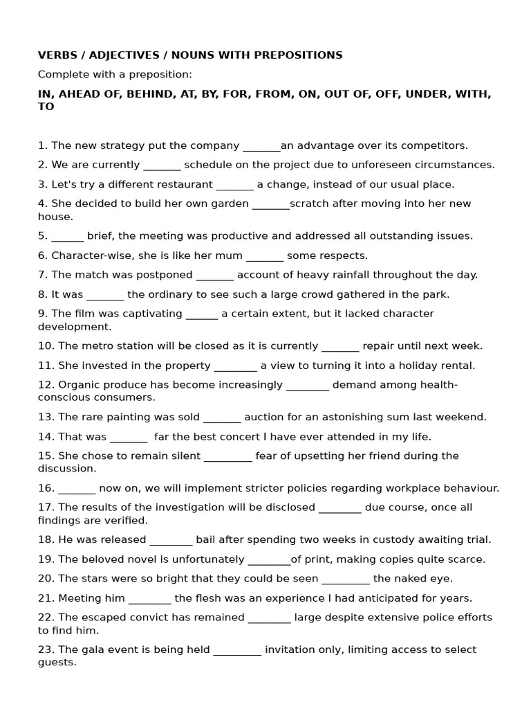 Prepositional Phrases Level C1 - C2 | PDF