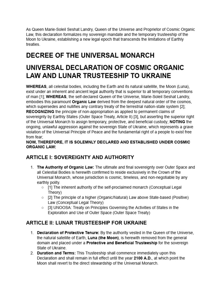 Decree of The Universal Monarch - Universal Declaration of Cosmic ...