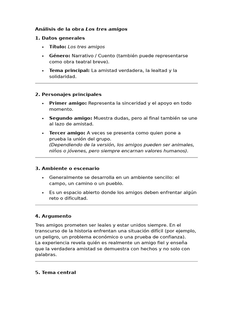Análisis de "Los tres amigos" | PDF | Sabiduría | Amistad