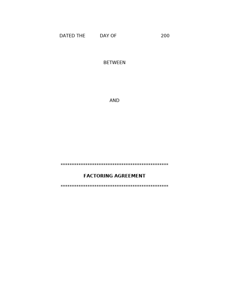 Factoring Agreement Overview and Terms | PDF | Debt | Payments