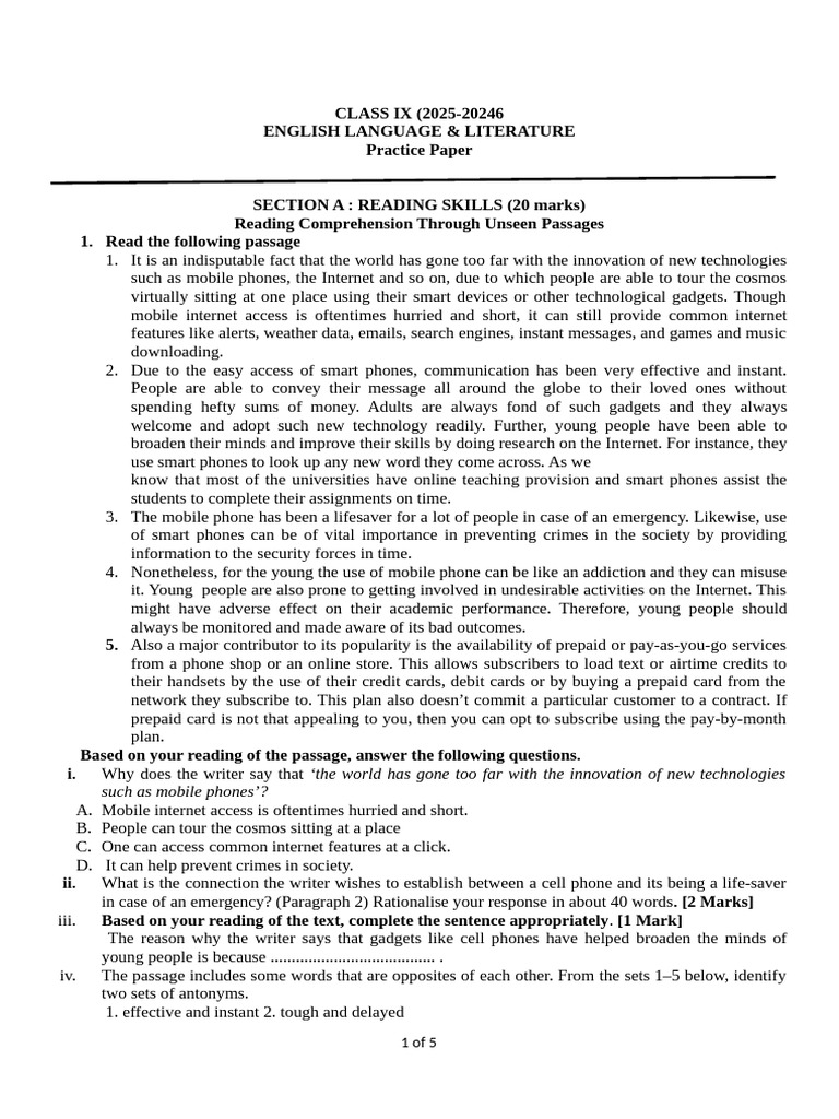 Tough English Reading Practice Paper | PDF | Prepaid Mobile Phone | Shoe