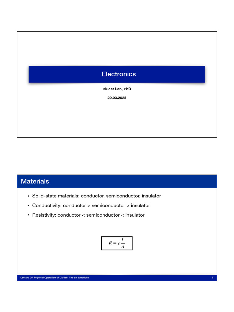 Lecture 05 | PDF | Electrical Conductor | Electrical Resistivity And ...