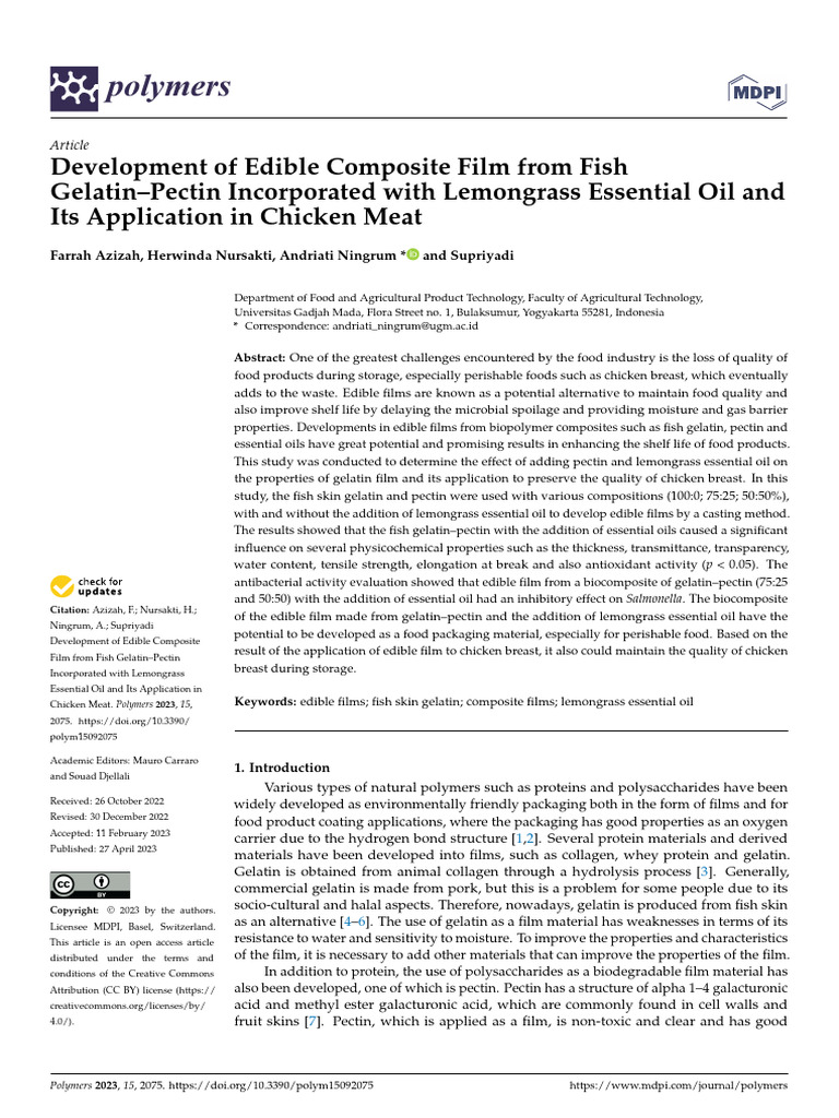 Development of Edible Composite Film From Fish | PDF | Shelf Life ...