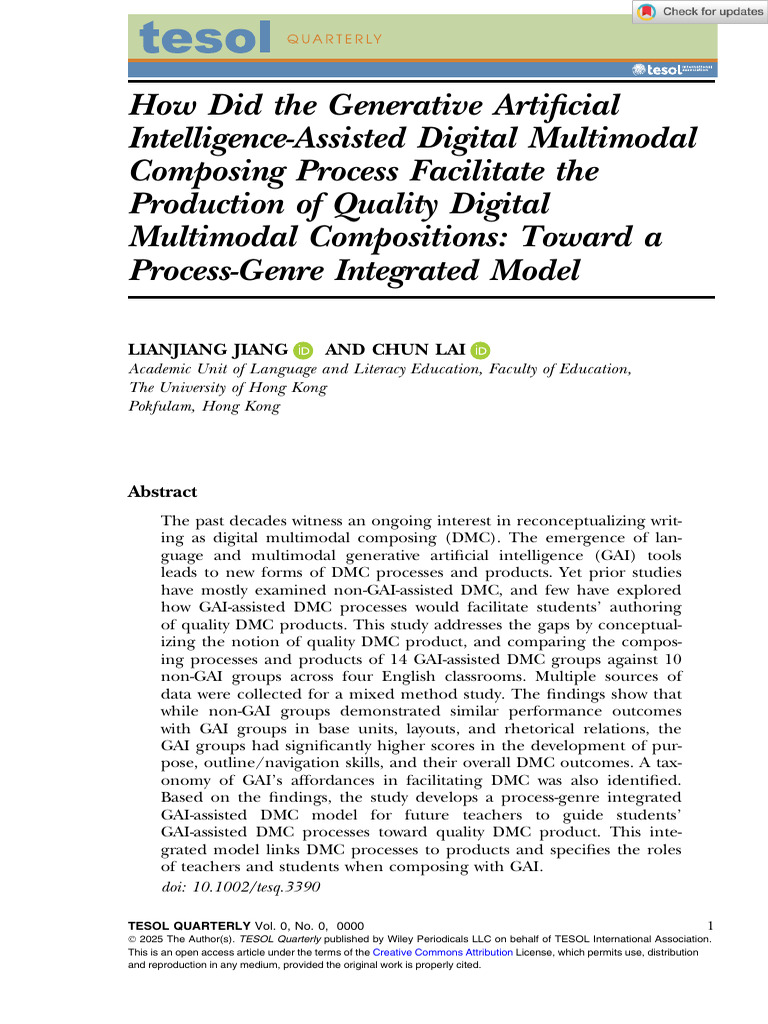 GAI in Digital Multimodal Composing | PDF | Focus Group | English As A ...
