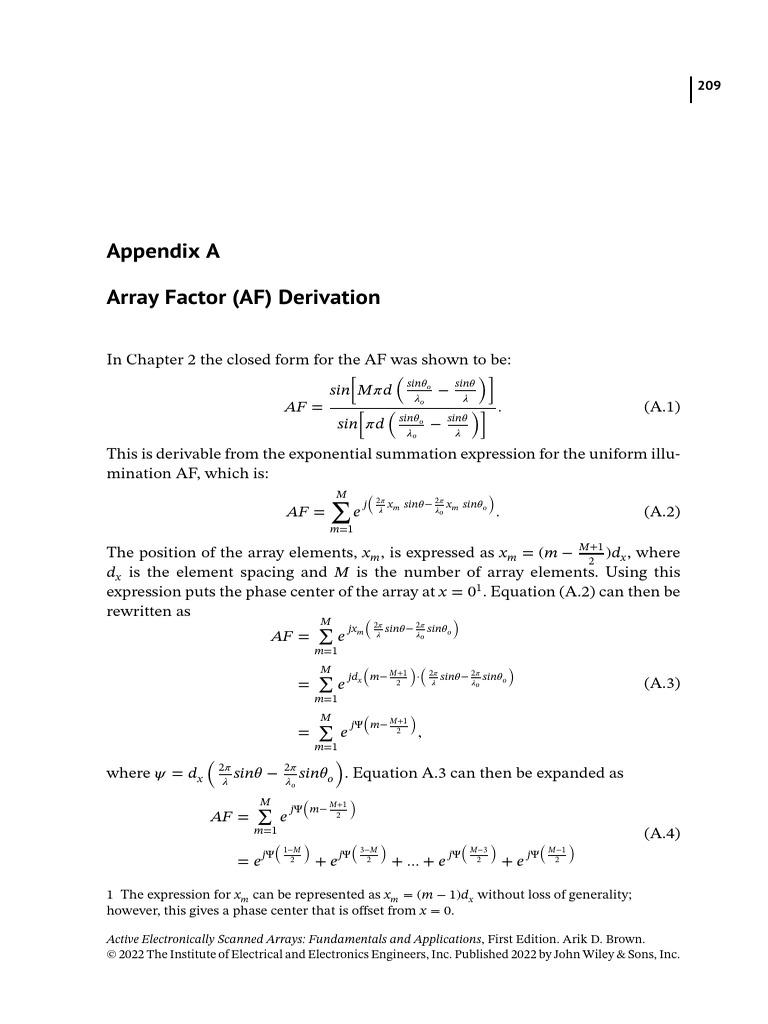 Appendix A Array Factor Af Derivation 2021 | PDF | Mathematical Physics | Applied Mathematics