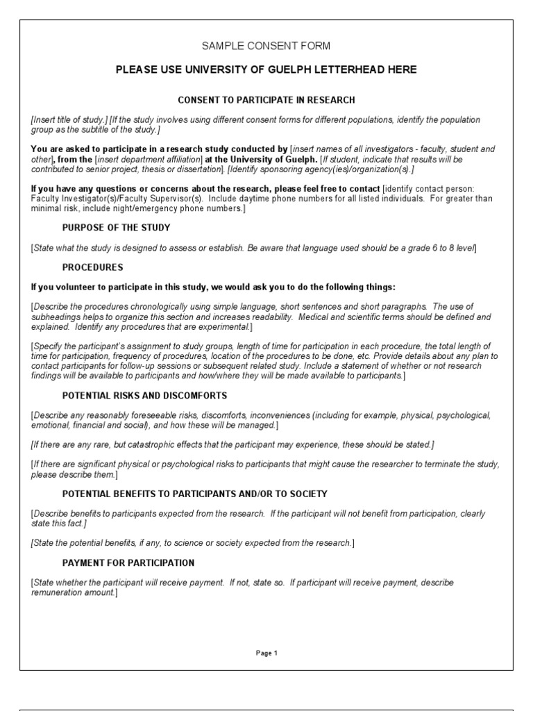 Sample Consent Form | Download Free PDF | Risk | Information