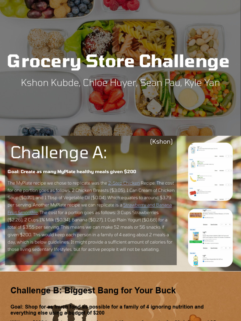 Grocery Store Challenge Slides | PDF | Foods | Nutrition