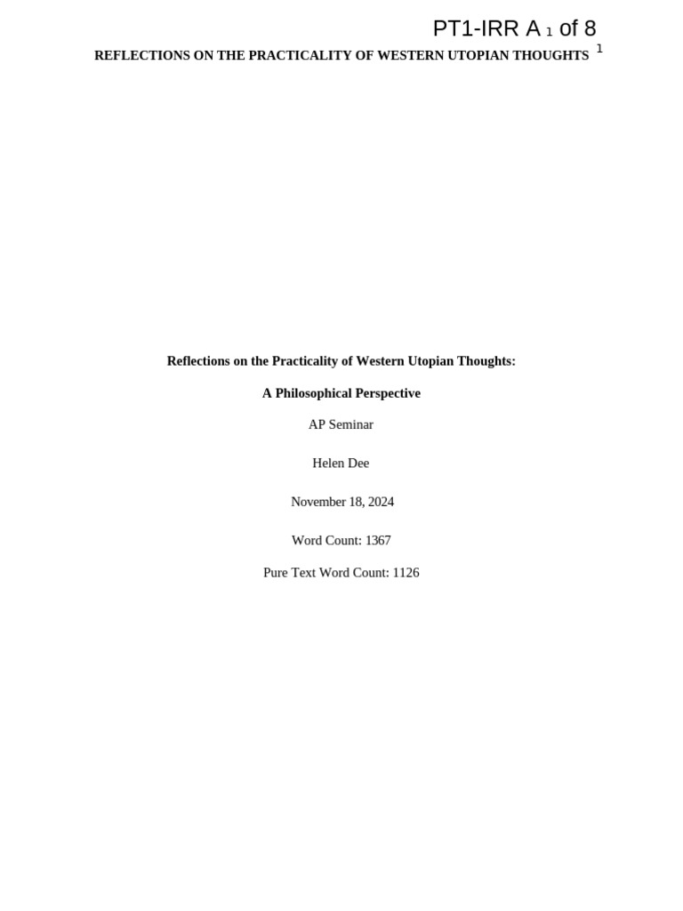Jerry Liu AP Seminar IRR | PDF | Utopia