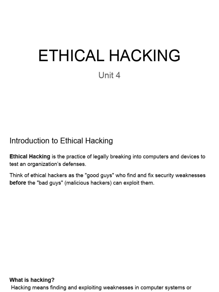 CF - Unit 4 - Ethical Hacking | PDF | Security Hacker | Malware