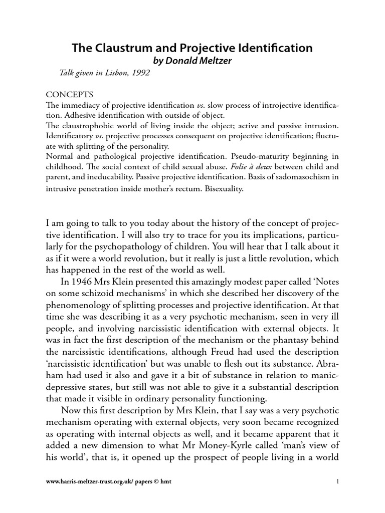 Meltzer Claustrum | PDF | Sadomasochism | Behavioural Sciences