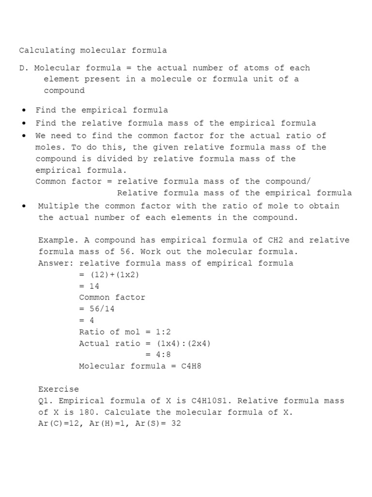 How to Calculate Molecular Formulas | PDF