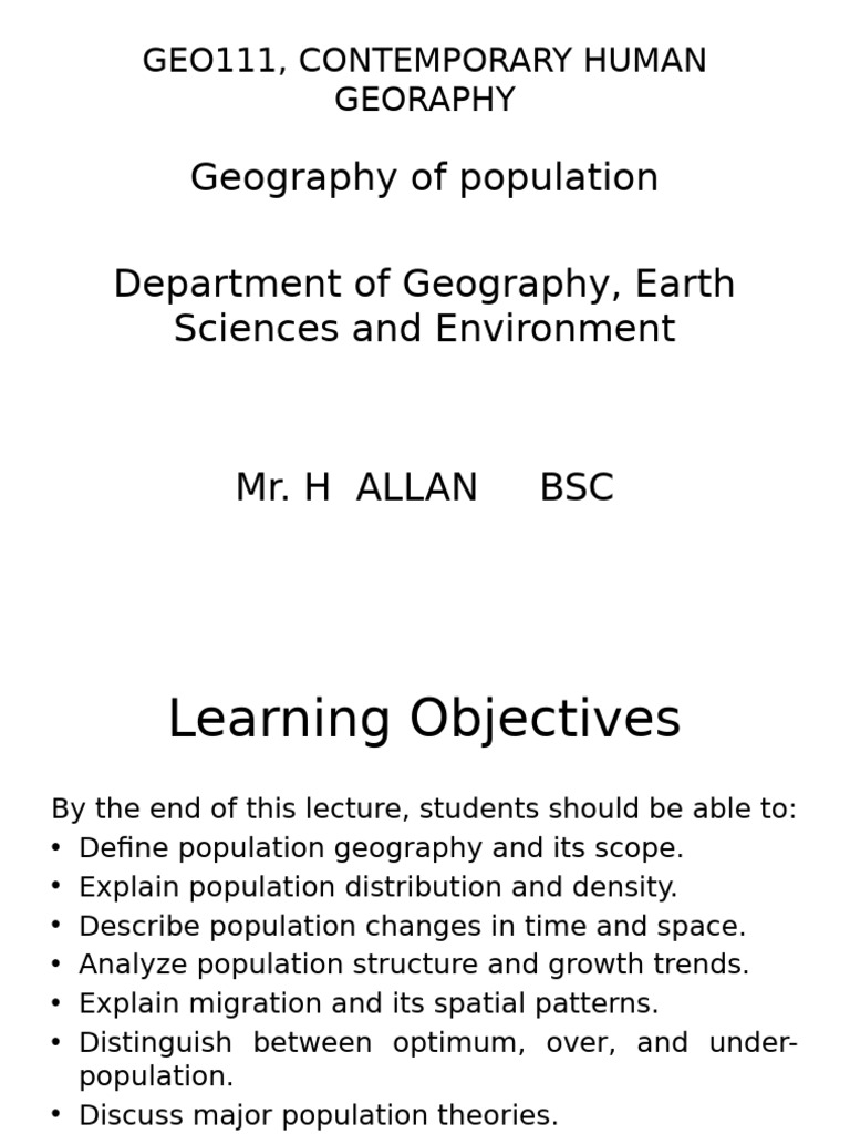 GEO111 Population Geography | PDF | Geography | Human Migration