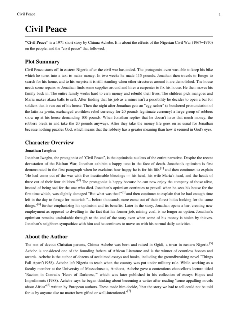 Civil Peace: Plot Summary | PDF