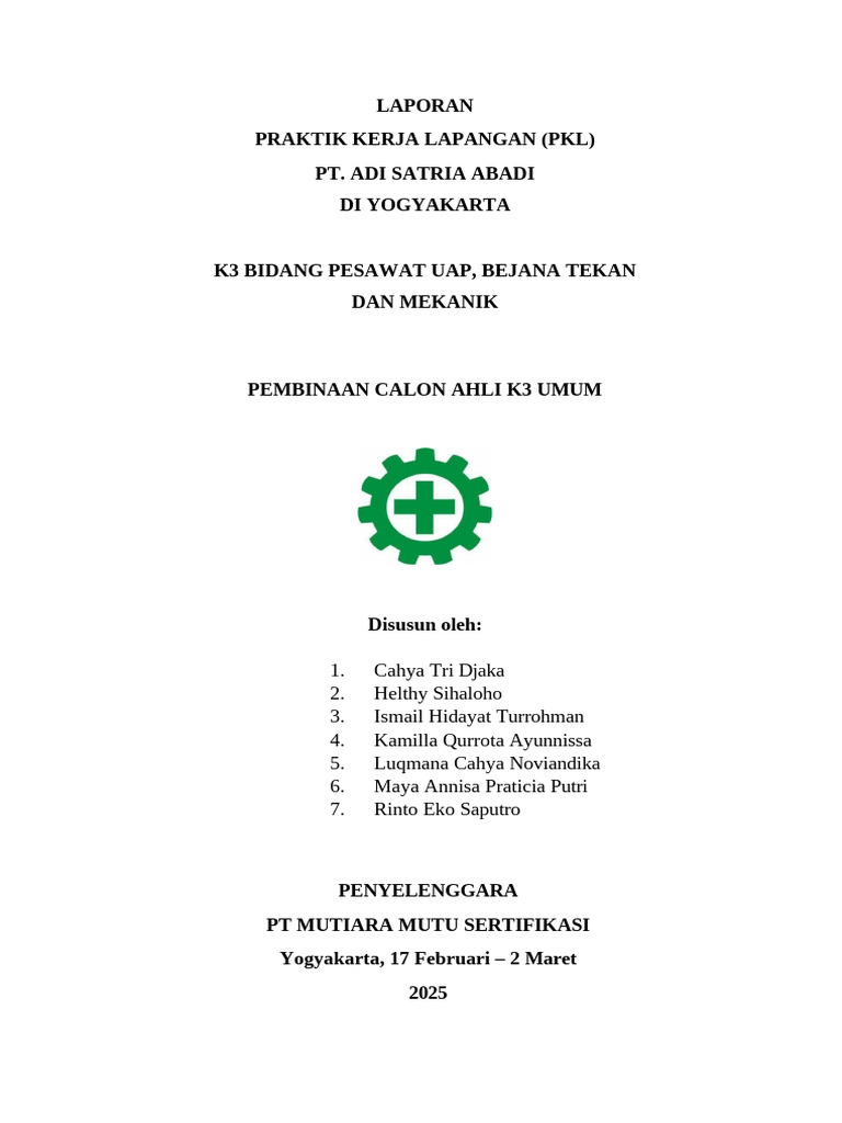 Praktik K3 di PT Adi Satria Abadi | PDF