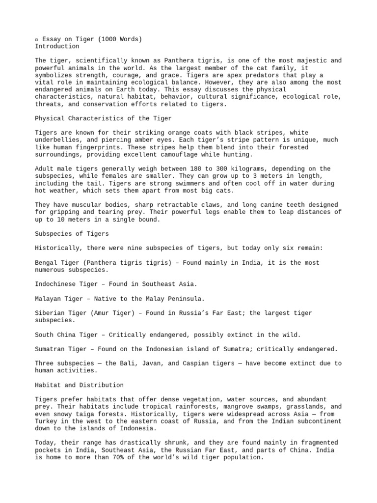 1000 Facts About Tigers Explained | PDF | Tiger | Predation