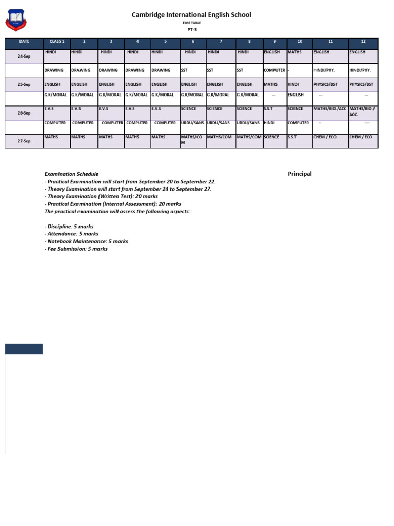 Cies Time Table | PDF