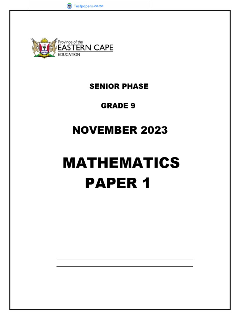 O.R.T.I - November 2023 Mathematics Grade 9 Paper 1 | PDF | Mathematics
