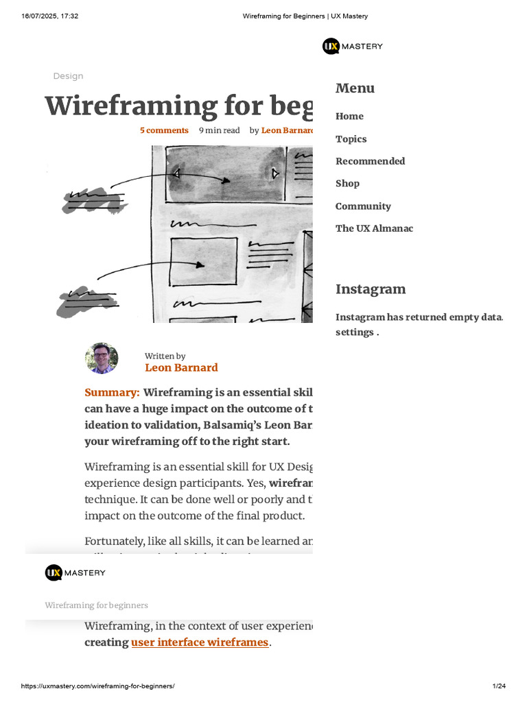 Wireframing For Beginners - UX Mastery | PDF | Computing | Design