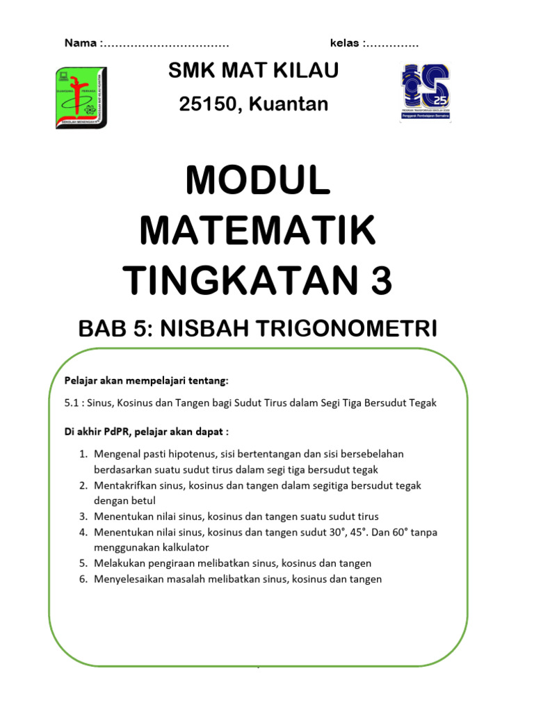 Modul Matematik Tingkatan 3 Bab 5 | PDF