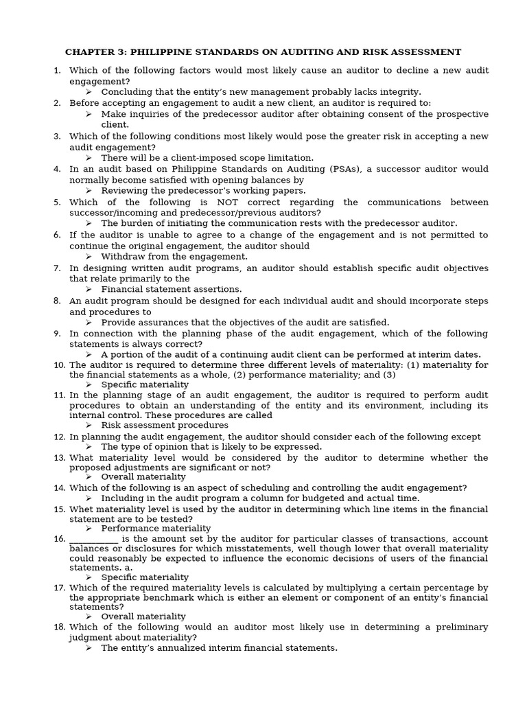 Chapter 3 - Auditing and Assurance Principles | PDF | Audit | Internal Audit
