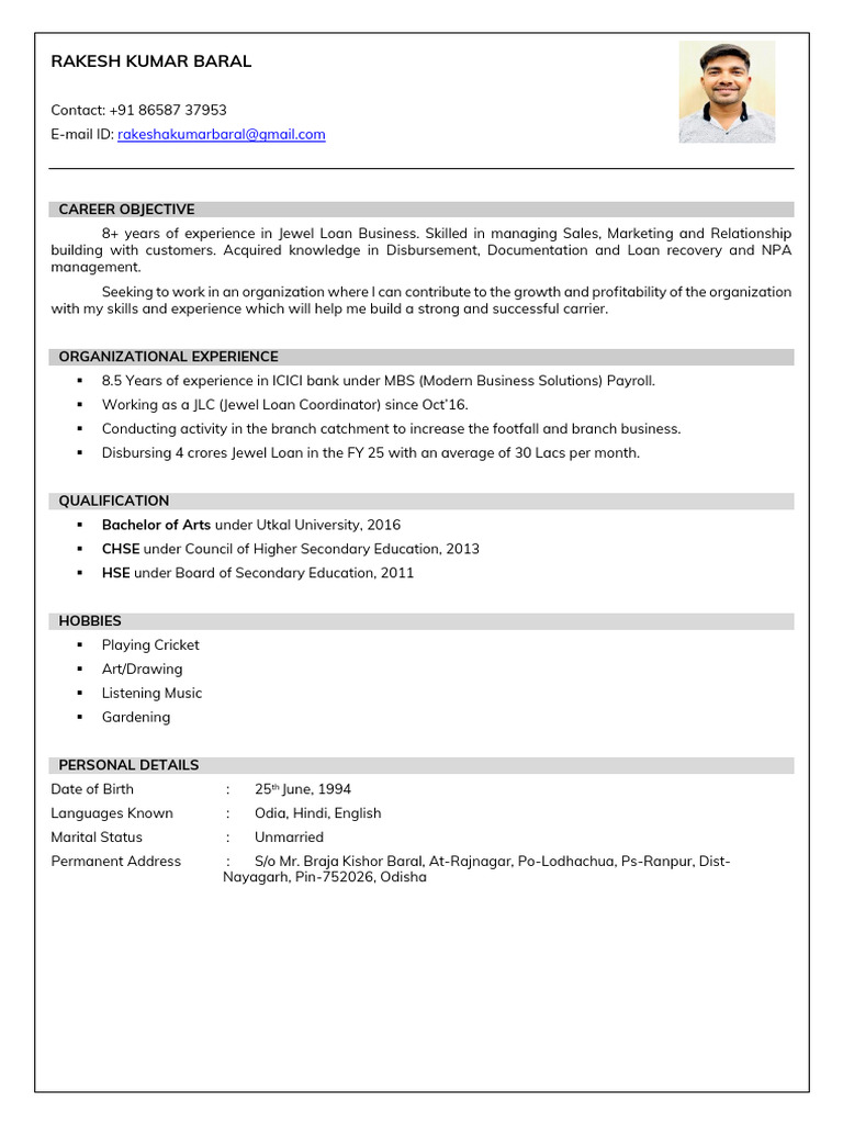 Resume - Rakesh Kumar Baral | PDF