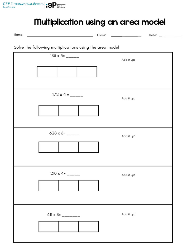 Area Model Multiplication Practice | PDF