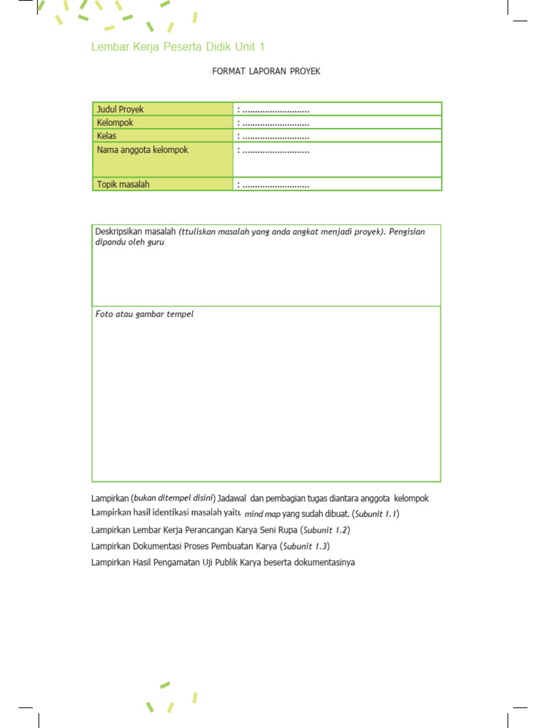 Format Laporan Proyek Seni Rupa | PDF
