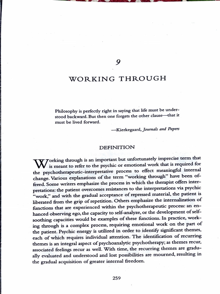 Understanding Working Through in Therapy | PDF | Psychotherapy | Emotions