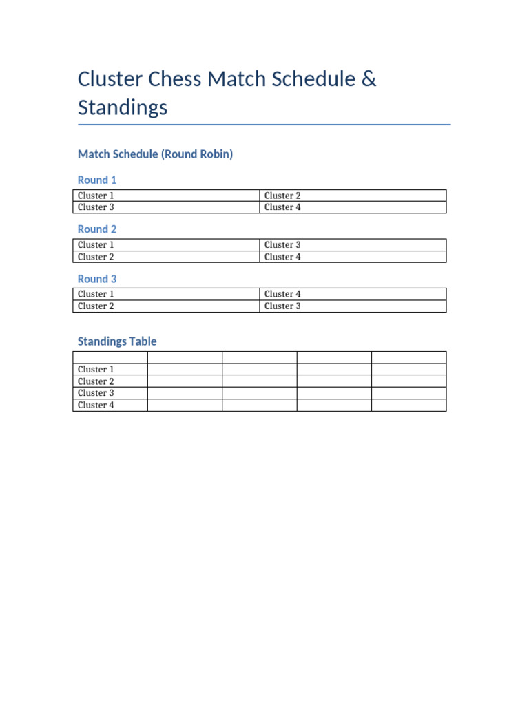 Cluster Chess Schedule Styled | PDF