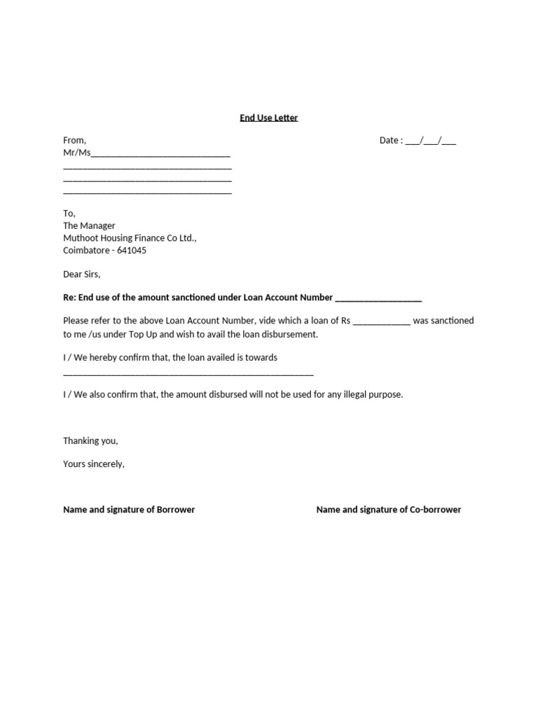End Use Letter | PDF