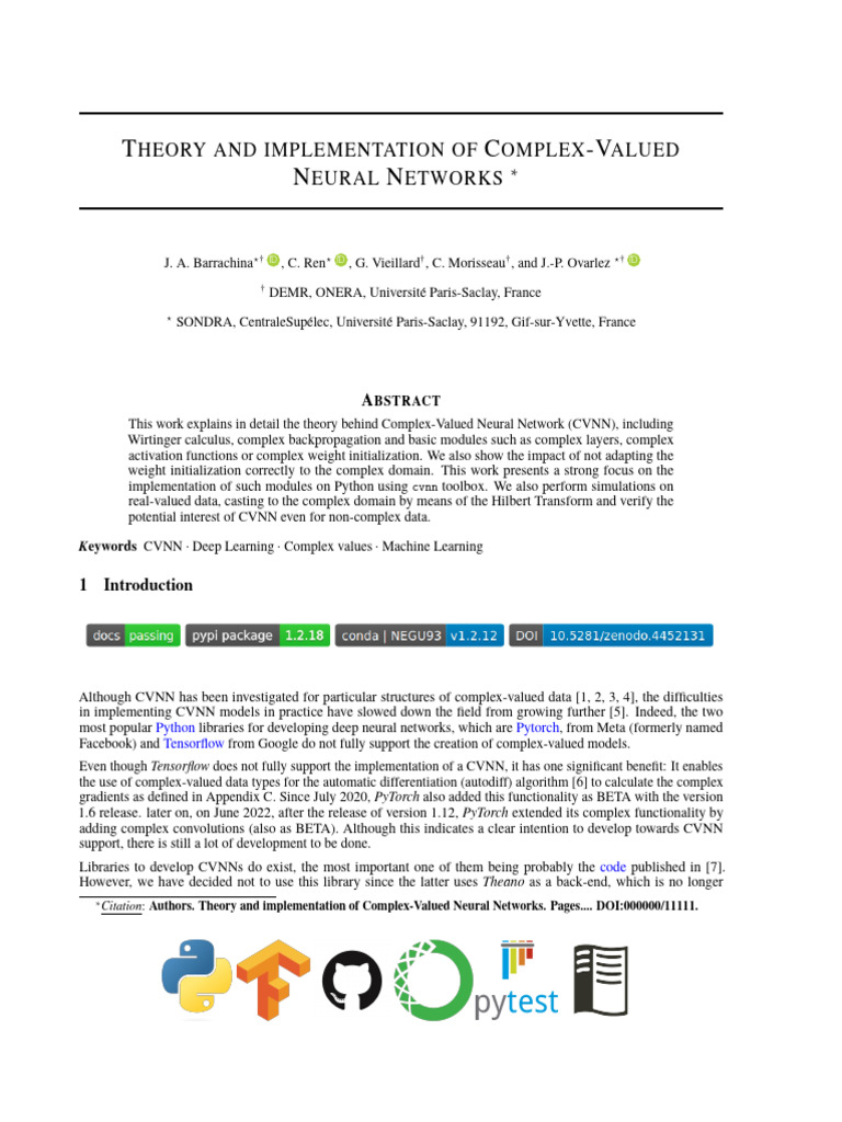 Theory and Implementation of Complex-Valued Neural | PDF | Complex Analysis | Holomorphic Function