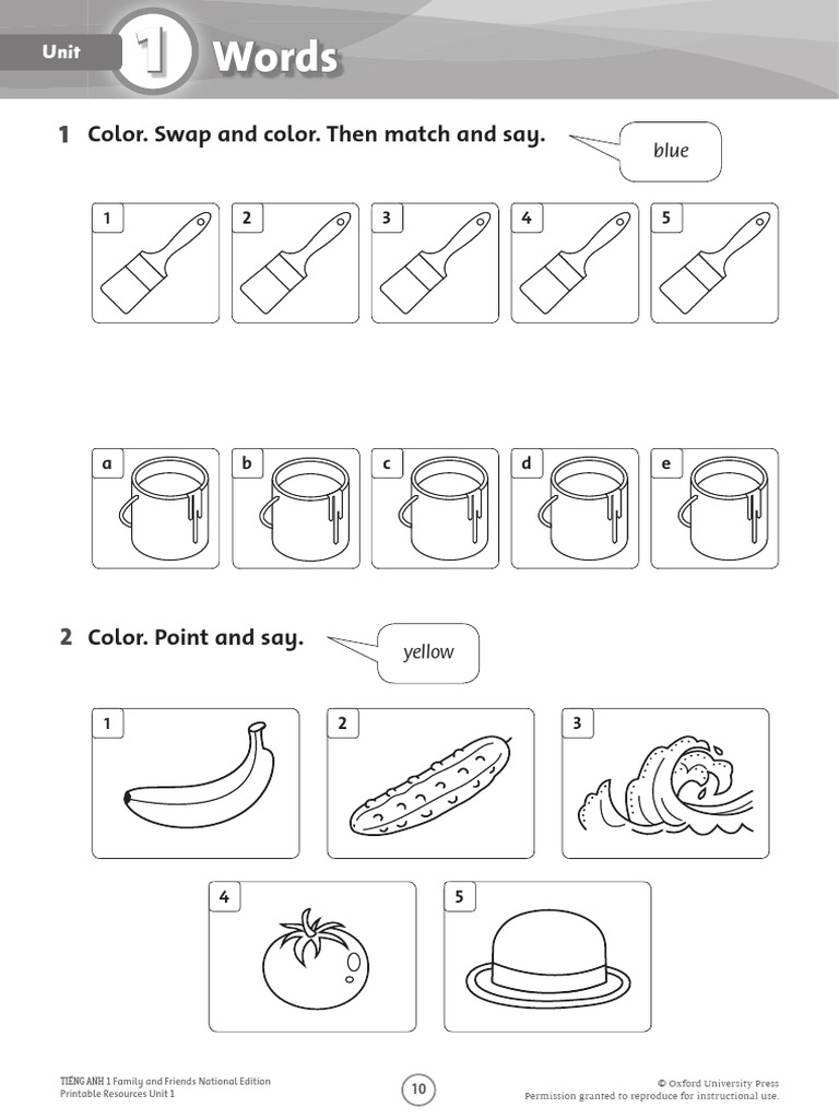 Words: Color. Swap and Color. Then Match and Say | PDF
