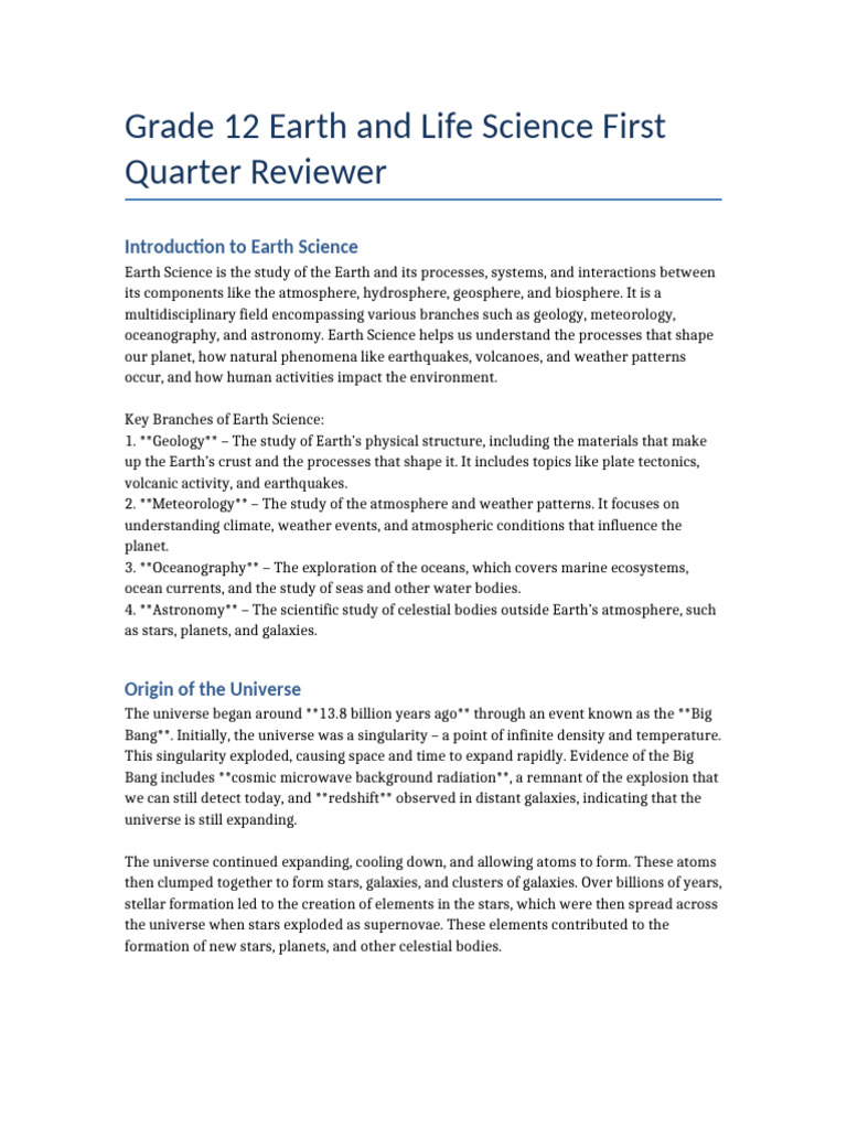 Earth and Life Science Grade 12 Expanded Reviewer With Birthstones v2 ...