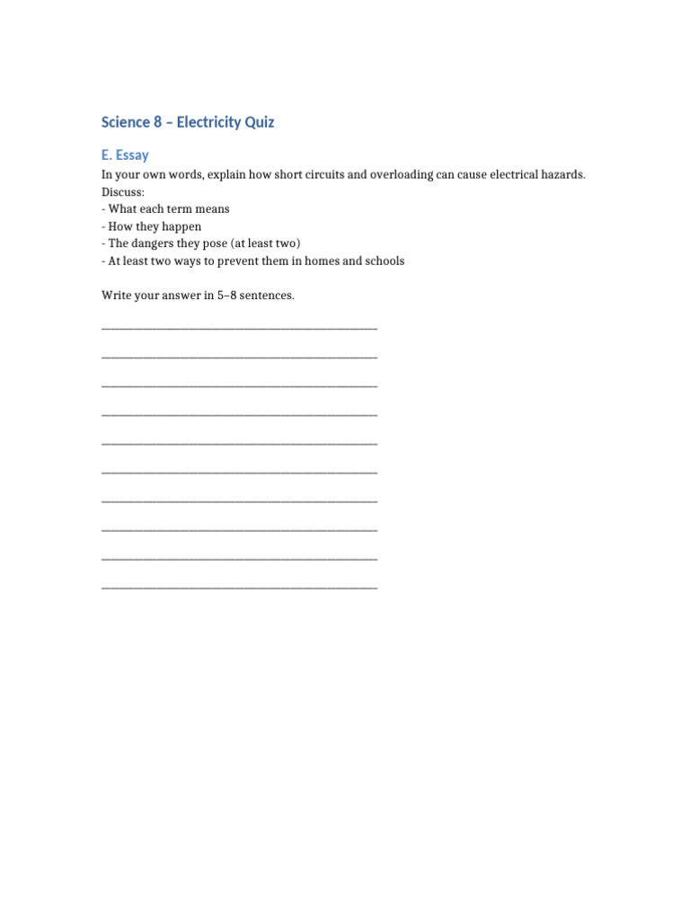 Science8 Electricity Essay | PDF