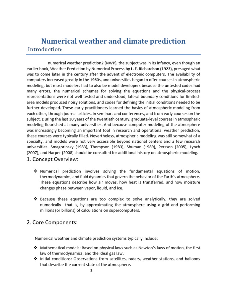 Numerical Weather and Climate Prediction 1 | PDF | Numerical Weather ...