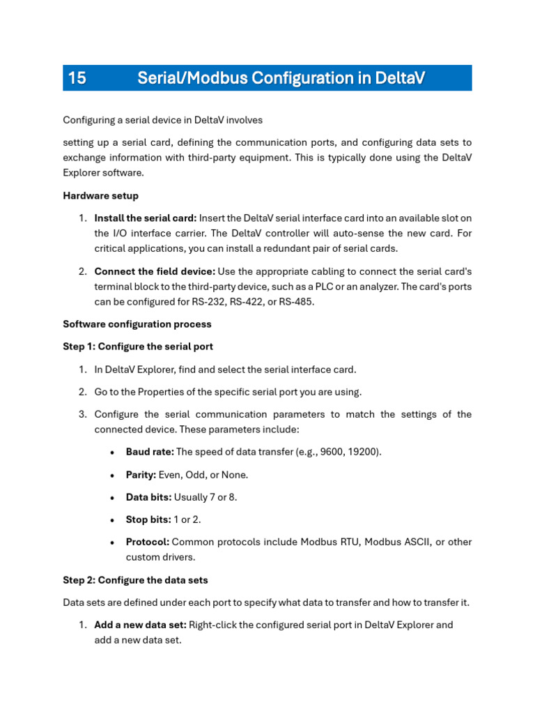 Serial - Modbus Configuration in DeltaV | PDF | Computer Engineering | Information Technology