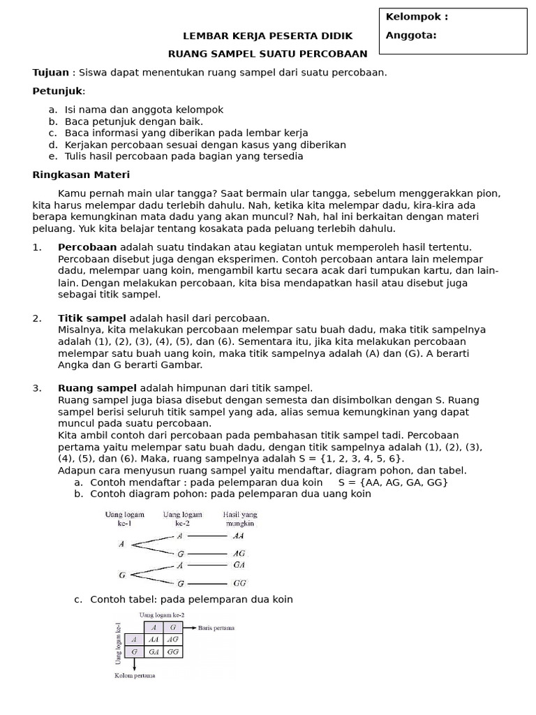 Ruang Sampel dalam Percobaan Peluang | PDF