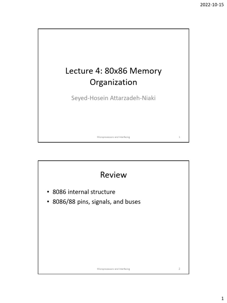 Lecture4-80x86 Memory Organization | PDF | Bios | Computer Data Storage