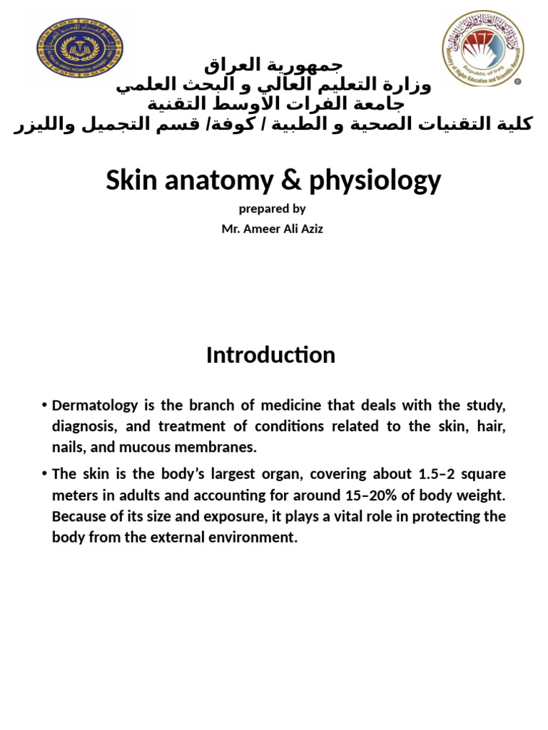 Anatomy and Physiology of Skin Practical Lec 1 | PDF | Skin | Epidermis