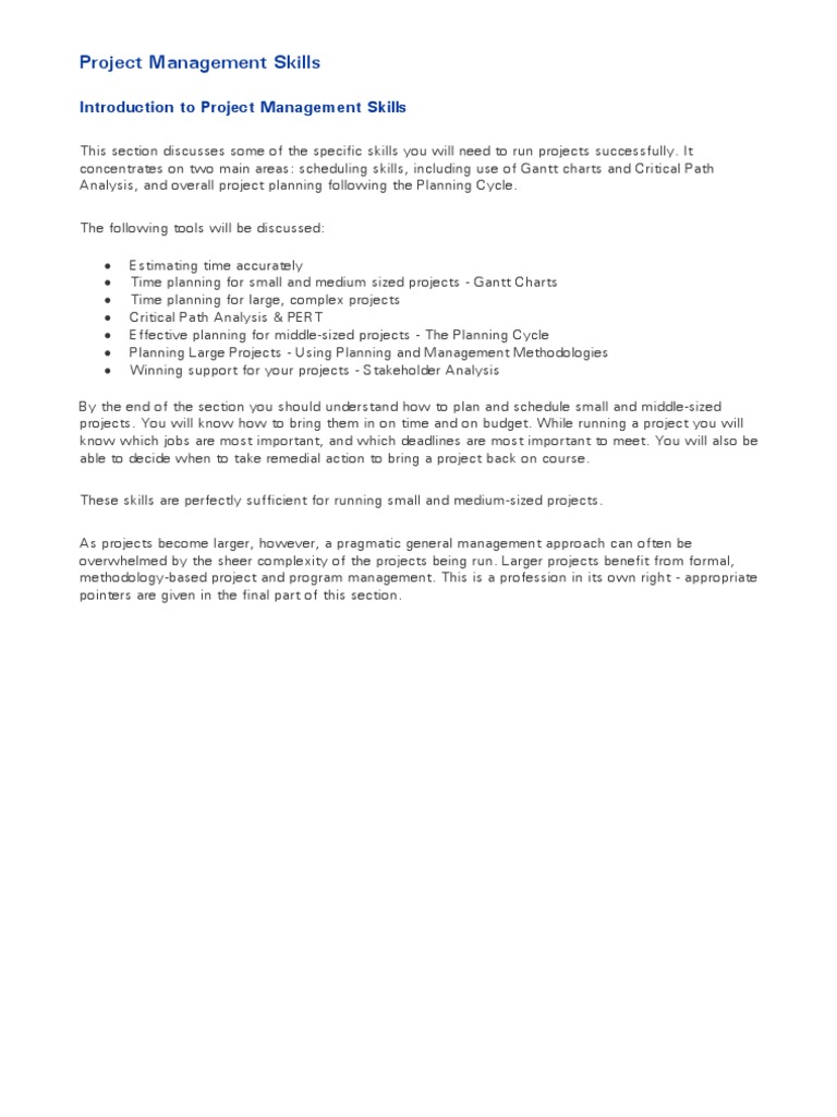 Project Management Skills | PDF | Project Management | Stakeholder ...