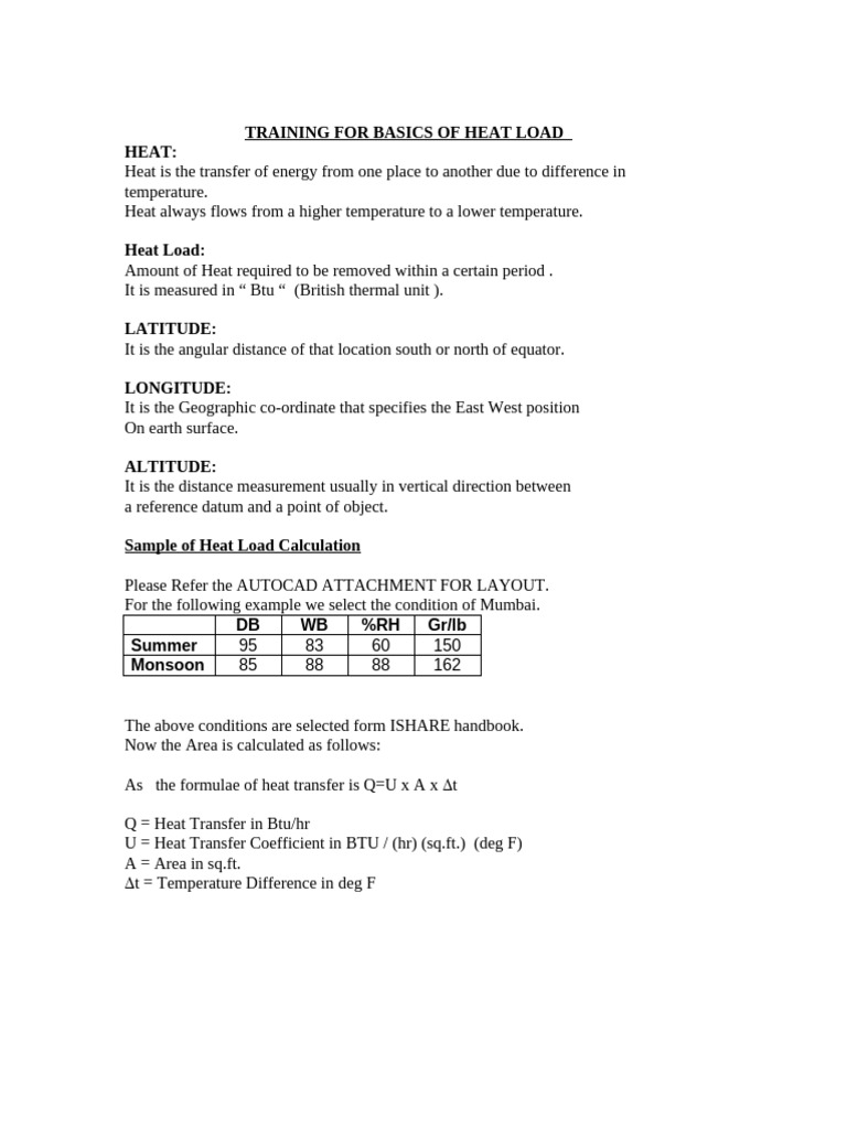 Training On Basics of HEAT LOAD | PDF | Heat | Heat Transfer