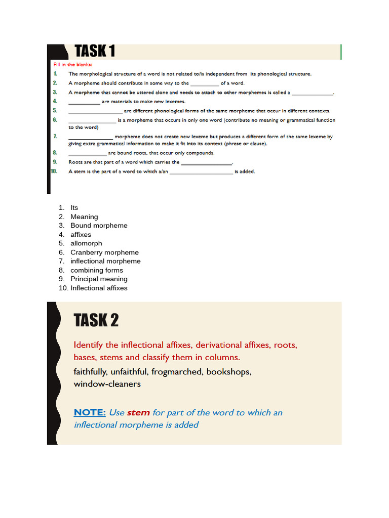 Morphology Homeowork Week 3 | PDF